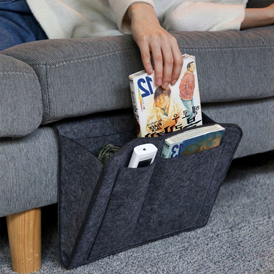 US Bedside Storage Organizer Couch Remote Control Caddy Bed Table ...