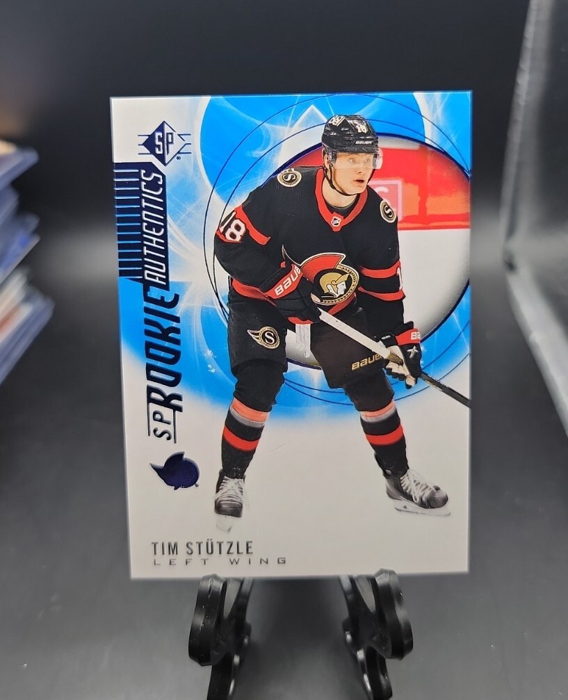 2020-21 Upper Deck SP Hockey Tim Stutzle Rookie Authentics Blue Foil RC ...