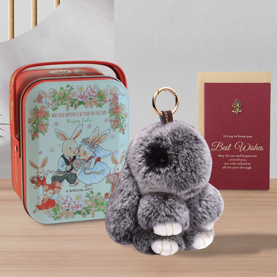 Cute Plush Bunny Keychain Stuffed Animal Keychain Lovely Car Key Chain ...