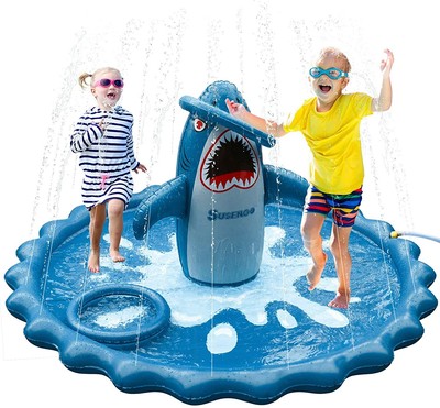 Shark Splash Pads Sprinkler for Toddlers Splash Mat Inflatable Pool ...