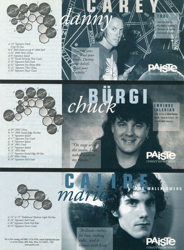 1999 Print Ad of Paiste Drum Cymbals w Danny Carey, Chuck Burgi, Mario Calire | eBay