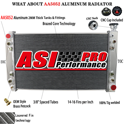 For Chevy GMC C/K1500 C2500 C3500 Suburban AT V8 1988~99 3Row Aluminum ...