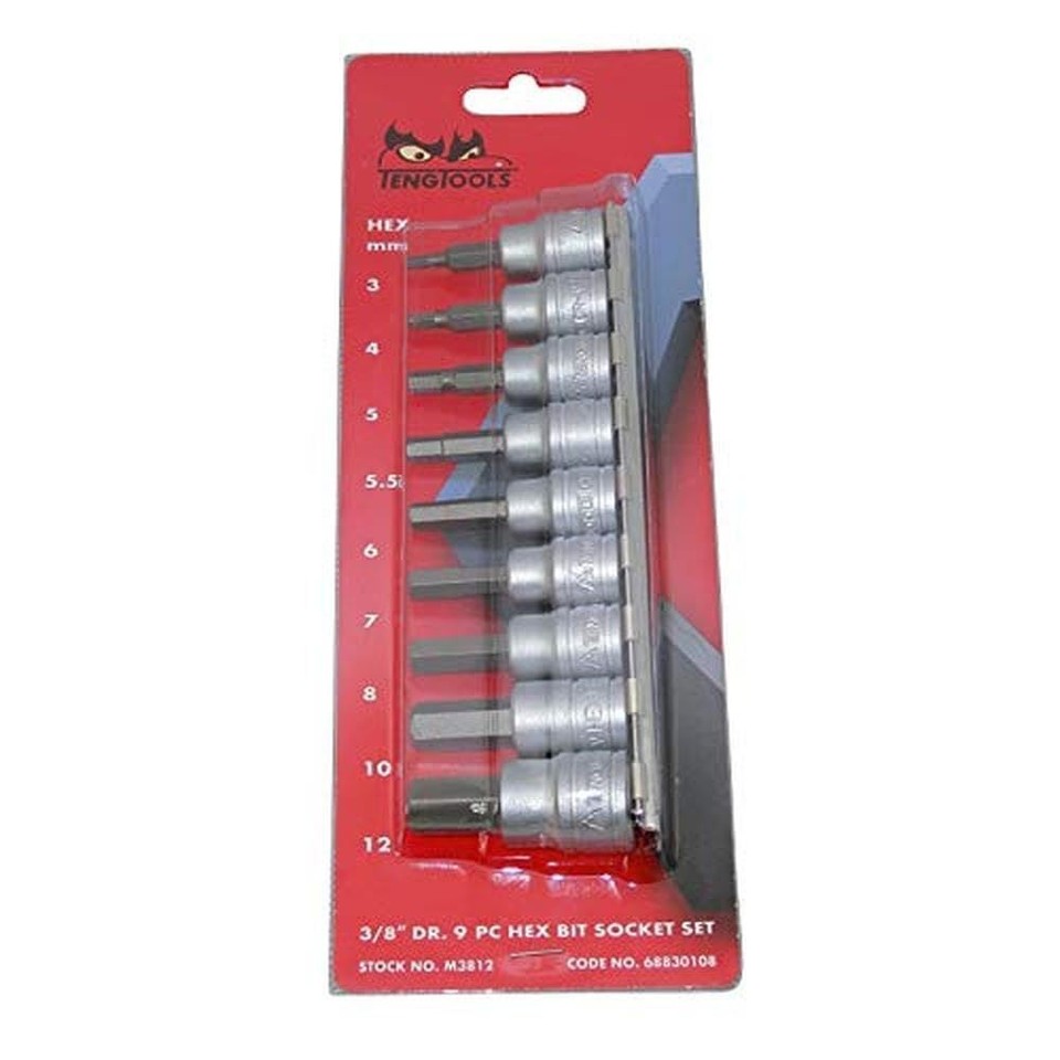 Teng Tools 3/8" Hex Bit Socket Clip Rail Set 9 Pieces | eBay UK