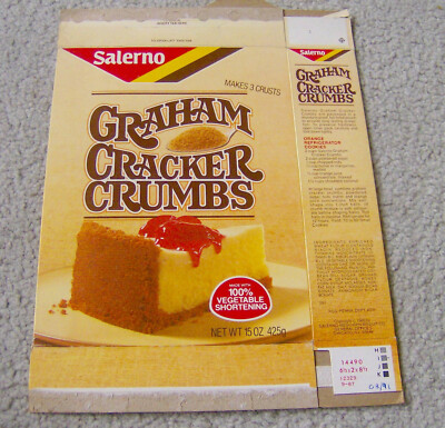 RARE vintage 1980s SALERNO Graham Cracker Crumbs box BAKING old food ...
