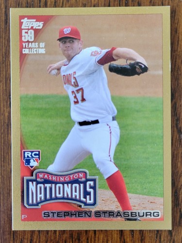 2010 Topps Gold Stephen Strasburg Card #661 Arm Back (RC) - Numbered ...