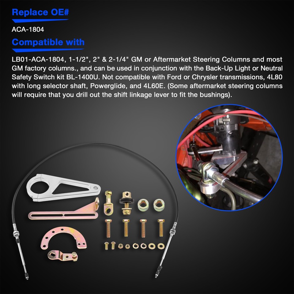 2" Aftermarket Transmission Cable Column Shift Linkage Kit For GM TH350 ...