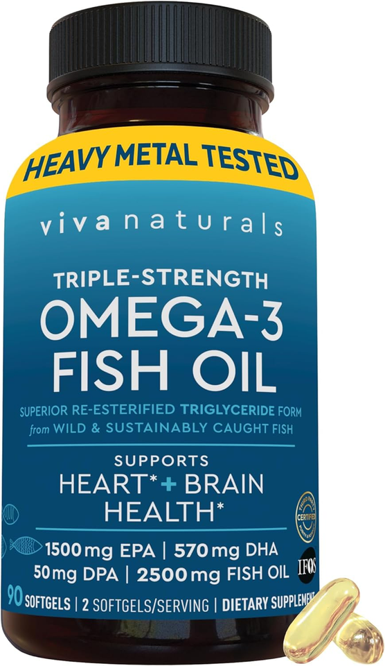 Fish Oil Supplement, 90 Capsules - Highly Concentrated Fish Oil, 2 ...