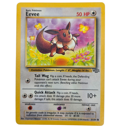 Eevee Basic Pokemon Card 51/64 Common Colorless Jungle 1999 Light Play ...