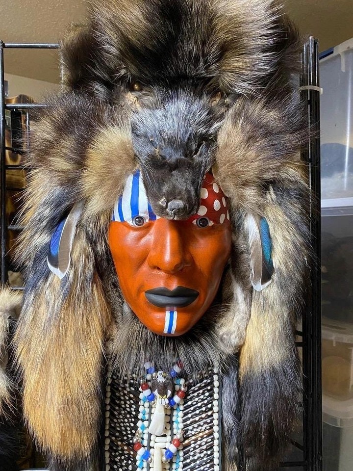 Southern Paiute Tribal Face Mask, Native American Handcrafted Art 4ft ...