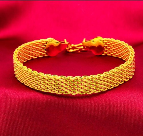 Women 24K THAI BAHT YELLOW GOLD GP Bracelet+Ring | eBay