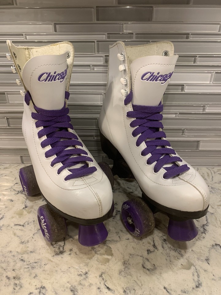 Chicago Ladies Classic Quad Roller Skates- White, Purple SIZE 5 | eBay