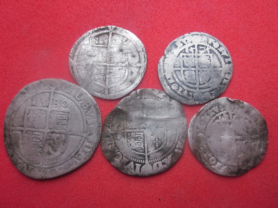 5 Elizabeth 1st clipped worn silver hammered coins starter lot for ...