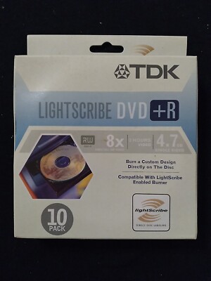 TDK LIGHTSCRIBE DVD+R 8x 4.7GB 10-pk Cakebox Burn Custom Discs Brand New & Seale | eBay