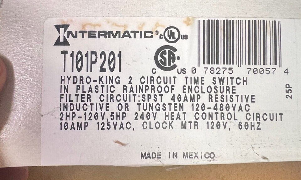 Intermatic T101P201 24Hr OUTDOOR 3R Timer Fireman Pool Heat Switch 120V ...