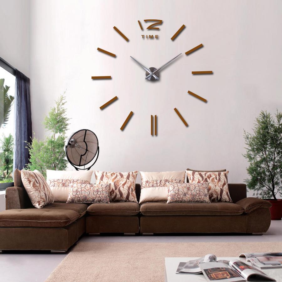 Big 3D Wall Clock Decal Sticker Huge Home DIY Large Room Watch Decor ...