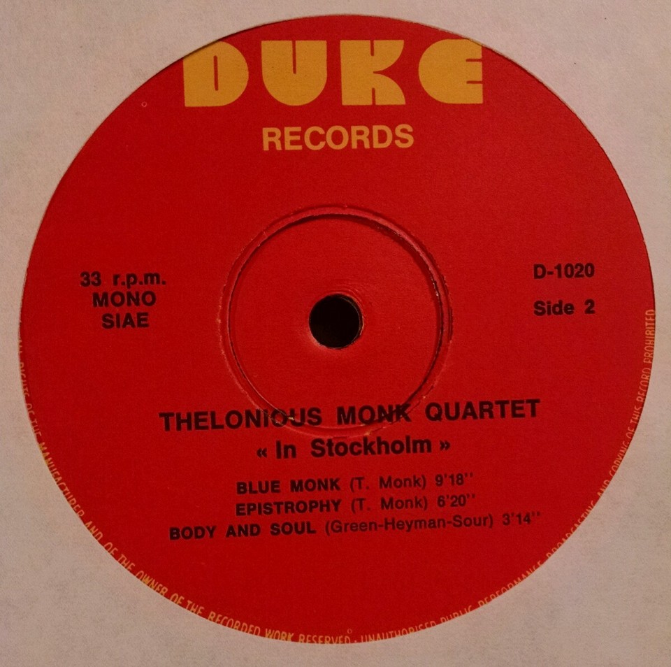 THELONIOUS MONK In Stockholm Charlie Rouse~John Ore~Franklin Dunlap ...