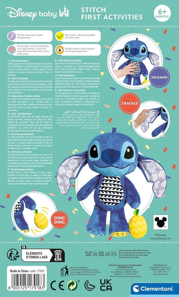 Clementoni Lilo Baby Infant Stitch First Plush Disney, Pushchair ...