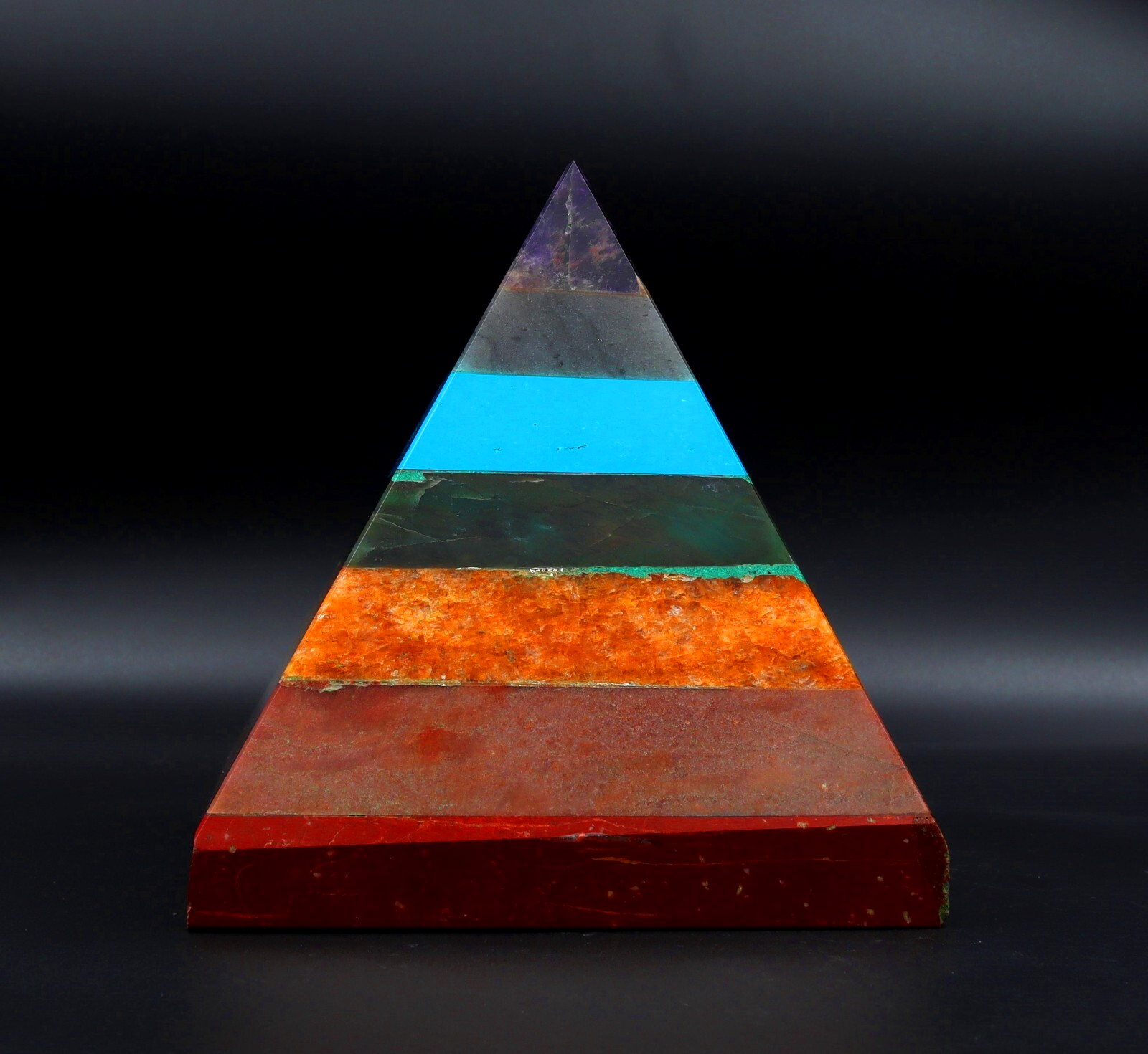 140MM Seven Chakra Gemstone Pyramid Natural Healing Egyptian Spiritual ...