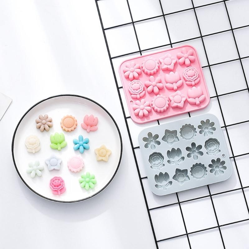 2 Pcs Silicone Molds Chocolate Mini Fondant Cake Candy Flower Moulds ...