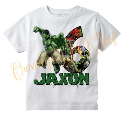 Incredible Hulk Number Custom t-shirt Personalize Birthday gift Add ...