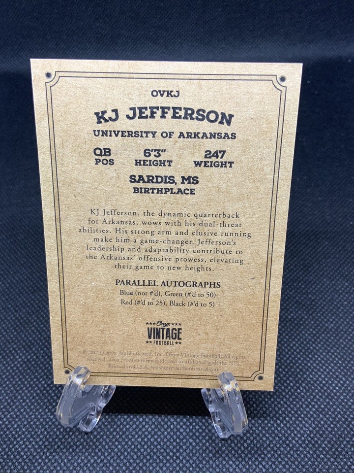 KJ JEFFERSON 2023 ONYX VINTAGE FOOTBALL ROOKIE CARD UCF KNIGHTS ...