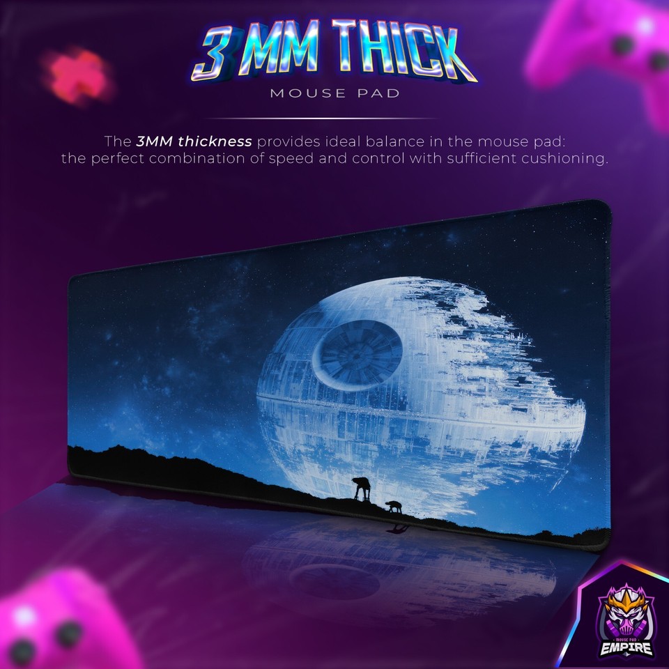 Death Star Star Wars Mouse Pad, Galactic Empire Desk Mat, Star Wars ...