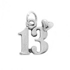 Sterling Silver Number 13 Thirteen Thirteenth Birthday 13th Heart Charm ...