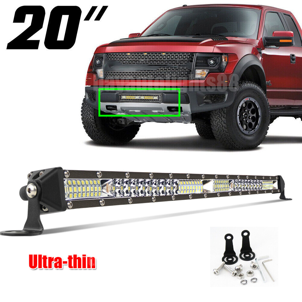 Ultra-thin 20" LED Light Bar Spot Flood Combo OffRoad Fit Ford F150 ...