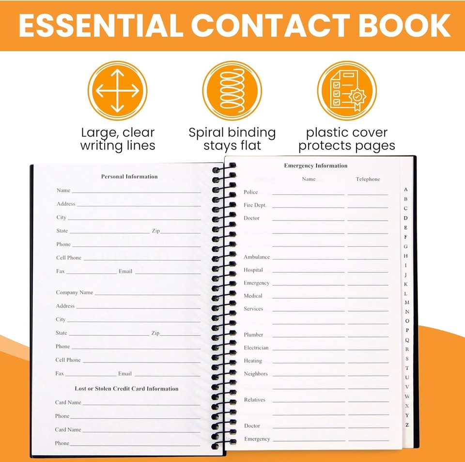 Spiral Bound Address and Telephone Contact Book 384 Entries | eBay