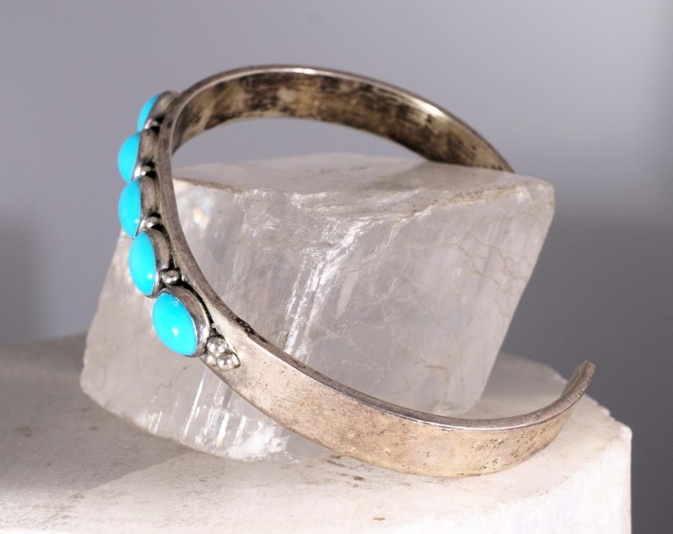 Patrick Yazzie Signed Sterling Silver Turquoise Cuff Bracelet | eBay