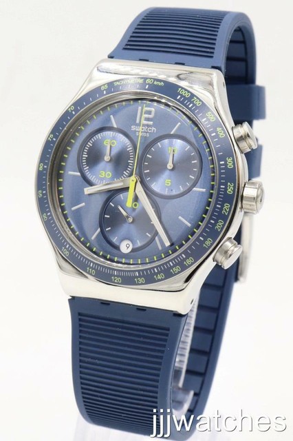 Swatch Dateline Chronograph Quartz Blue Dial Men's Watch YVS482 for ...