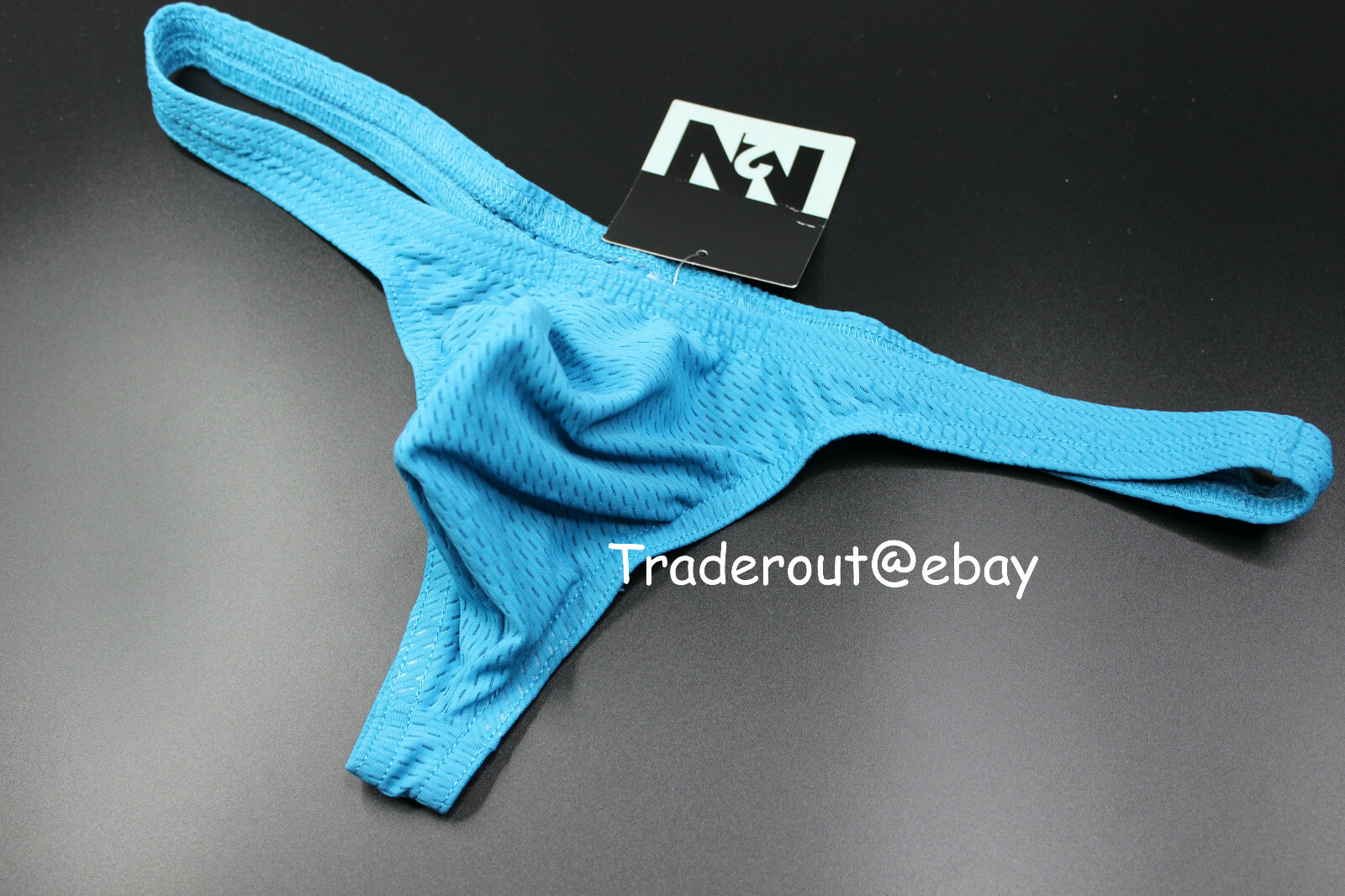 N2N Bodywear Men blue tech mesh swim G-string thong swimwear underwear ...