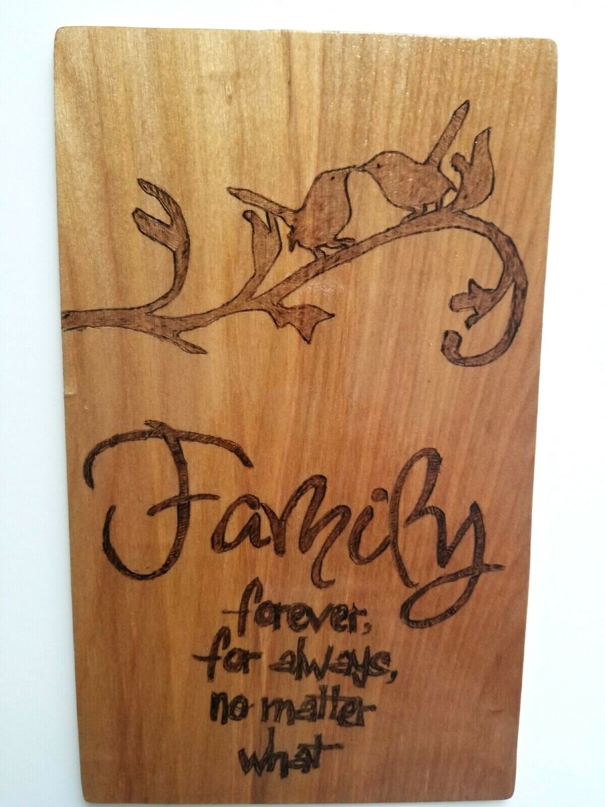 Pyrography Art Wood Burning Family Forever For Always 10"X6" Handmade ...