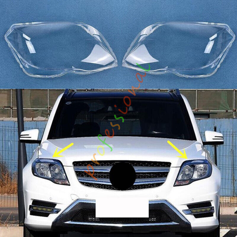 Both Side Headlight Clear Lens Cover + Sealant For Mercedes GLK X204 ...