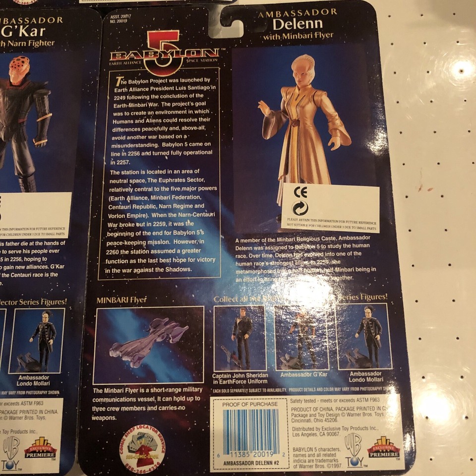 Babylon 5 Lot of 5 Figures 1997 6" Londo, G'kar and variant, Sheridan ...