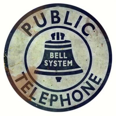 Public Telephone Pay Phone Bell System Round Tin Sign - 8x8 Inch | eBay
