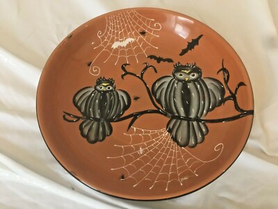 GATES WARE by Laurie Gates Halloween Large 13" Serving Bowl/Dish Owls ...