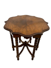 Victorian Parlor Table Six Legs Burled Walnut Scalloped Top Hand Carved ...