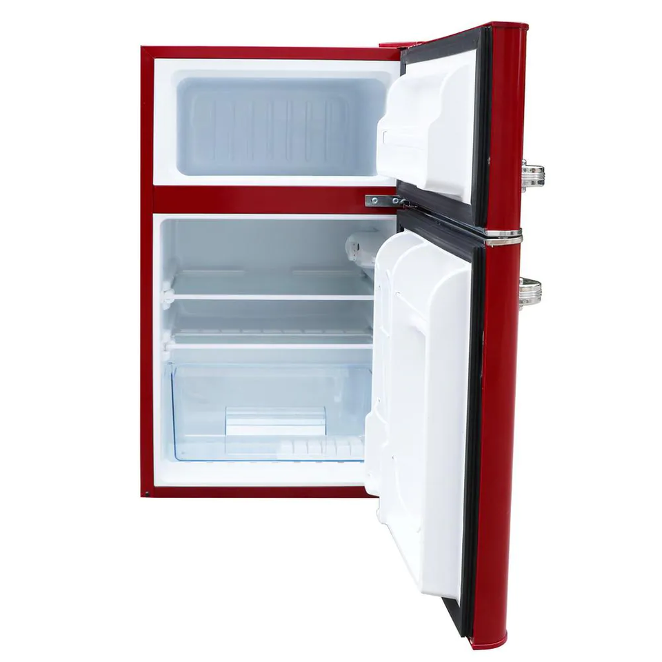 Mini Refrigerator Freezer Retro Small Fridge 2 Door Office Dorm Cooler ...