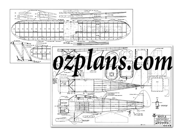 Waco E Electric Biplane 52" WS PRINTED RC MODEL AIRPLANE PLANS ...
