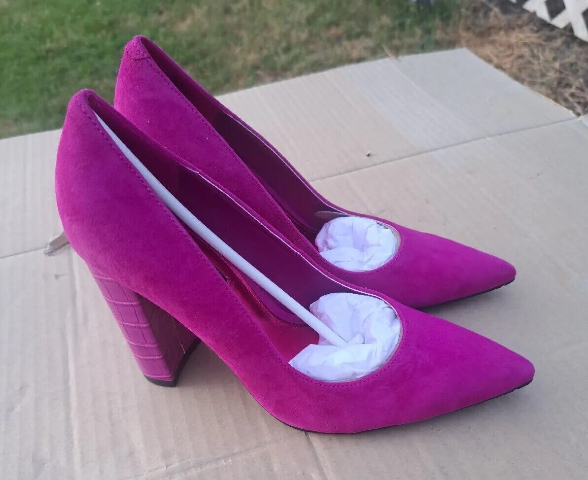 Nine West Womens Power Faux Leather Slip On Pumps Shoes Sz 6 5 Pink 660