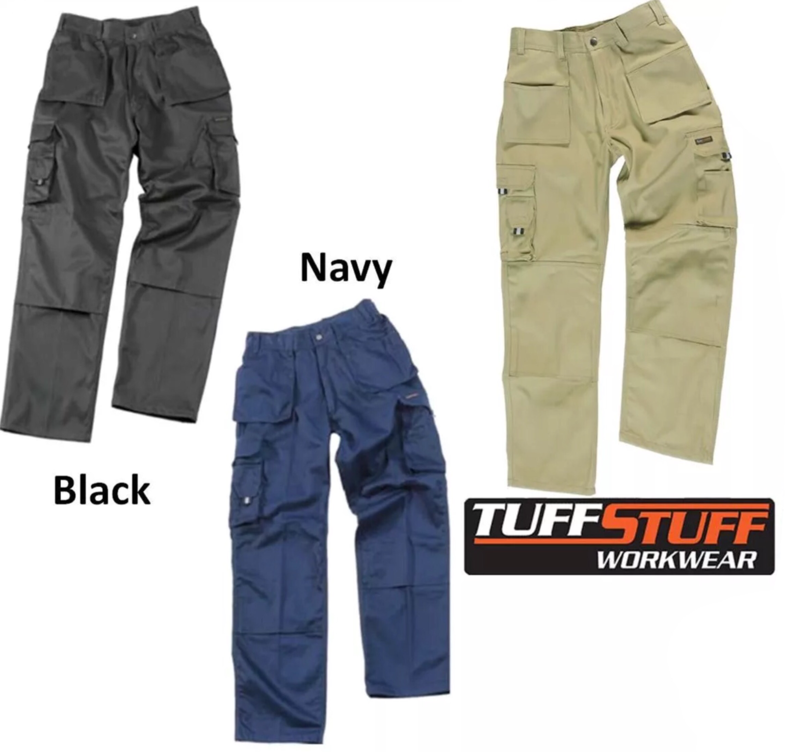 BRAND NEW MENS TUFF STUFF HEAVY DUTY COMBAT WORK TROUSERS WITH KNEE PAD ...
