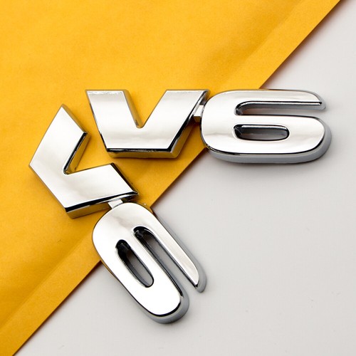 2x Metal V6 Chrome Sports Engine Badge Turbo Racing Emblem Sticker ...