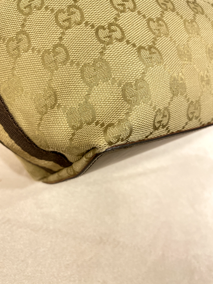 Authentic GUCCI Shoulder Hand Tote Bag Sherry GG Canvas Leather Rank A ...