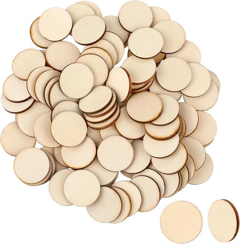 100 PCS Wood Circles Unfinished Wood Circle Small Wood Slices round ...