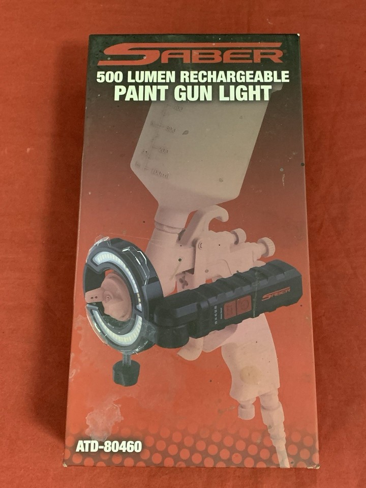 Saber ATD-80460 500 Lumen Rechargeable Paint Gun Light w/ Replacement ...