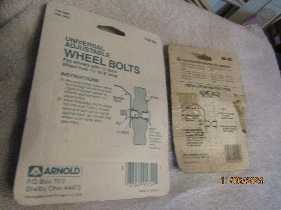 Arnold Kwik-Fix Universal Lawnmower Wheel Bolts 1/2" Bore 1 1/8 - 2 ...