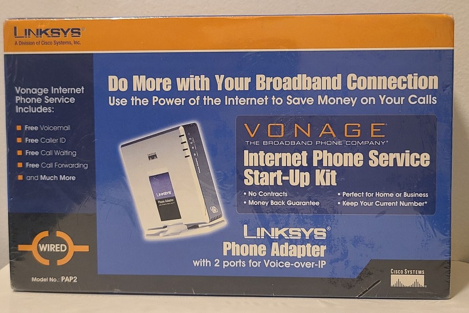 Cisco Linksys Phone Adapter Vonage with 2 Port Voice Over IP VOIP PAP2 ...