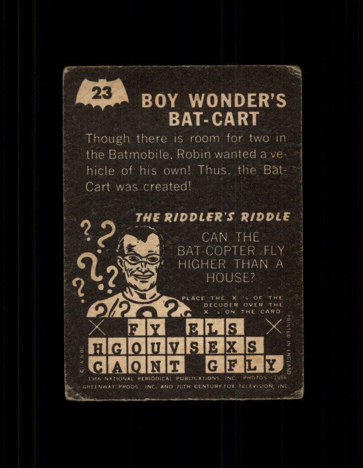 1966 BATMAN A&BC #23 RIDDLER-BOY WONDER'S BAT-CART *R2848 | eBay