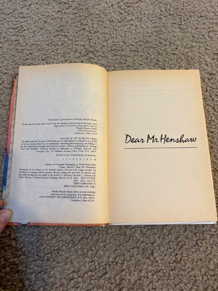 Dear Mr. Henshaw by Beverly Cleary (1983) First Printing ~ Newbery ...